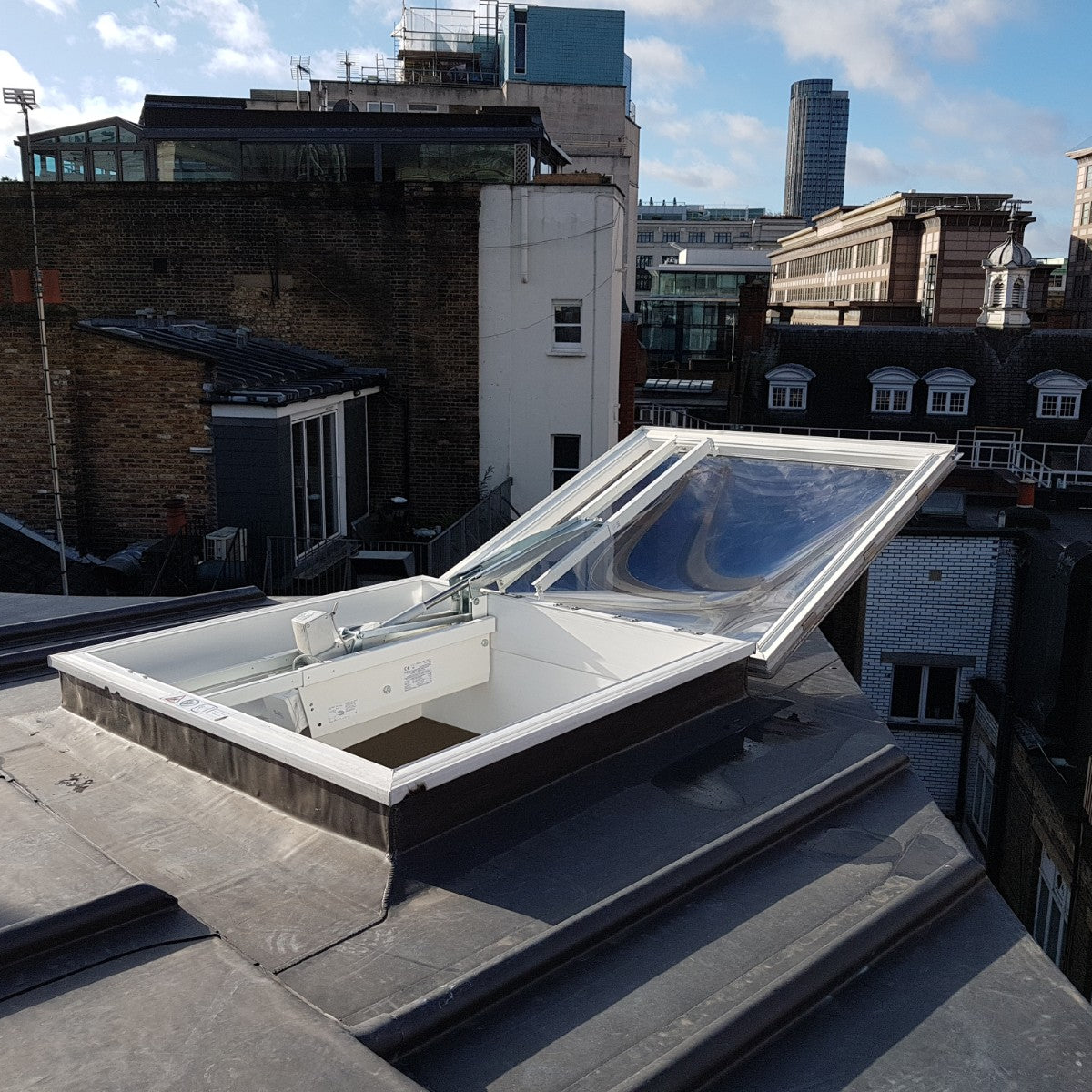 Thermadome AOV Smoke Vent with 150mm PVC kerb to suit a builders kerb ...